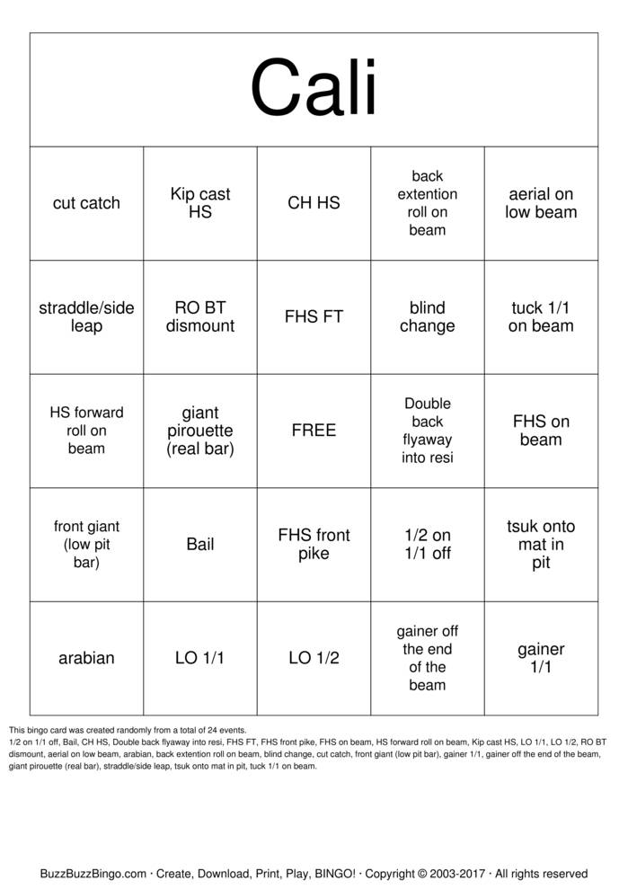Cali Bingo Cards to Download, Print and Customize!