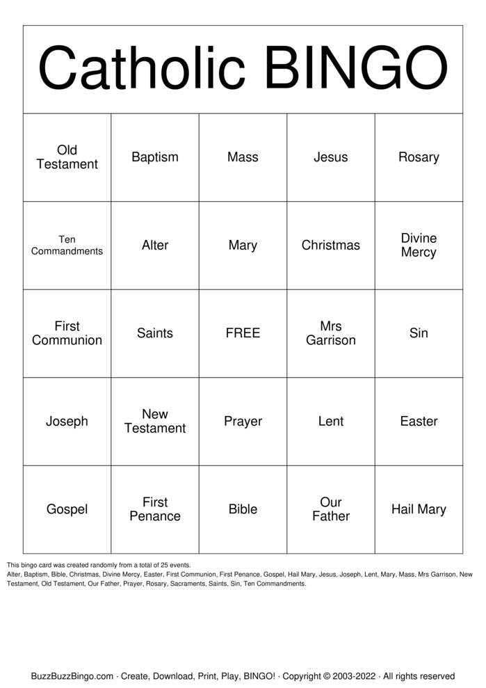 Catholic Bingo Cards to Download, Print and Customize!