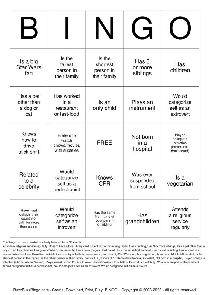 Cultural Diversity Bingo Cards to Download, Print and Customize!