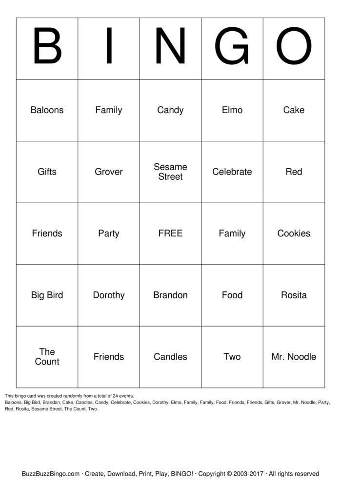Elmo Bingo Bingo Cards to Download, Print and Customize!