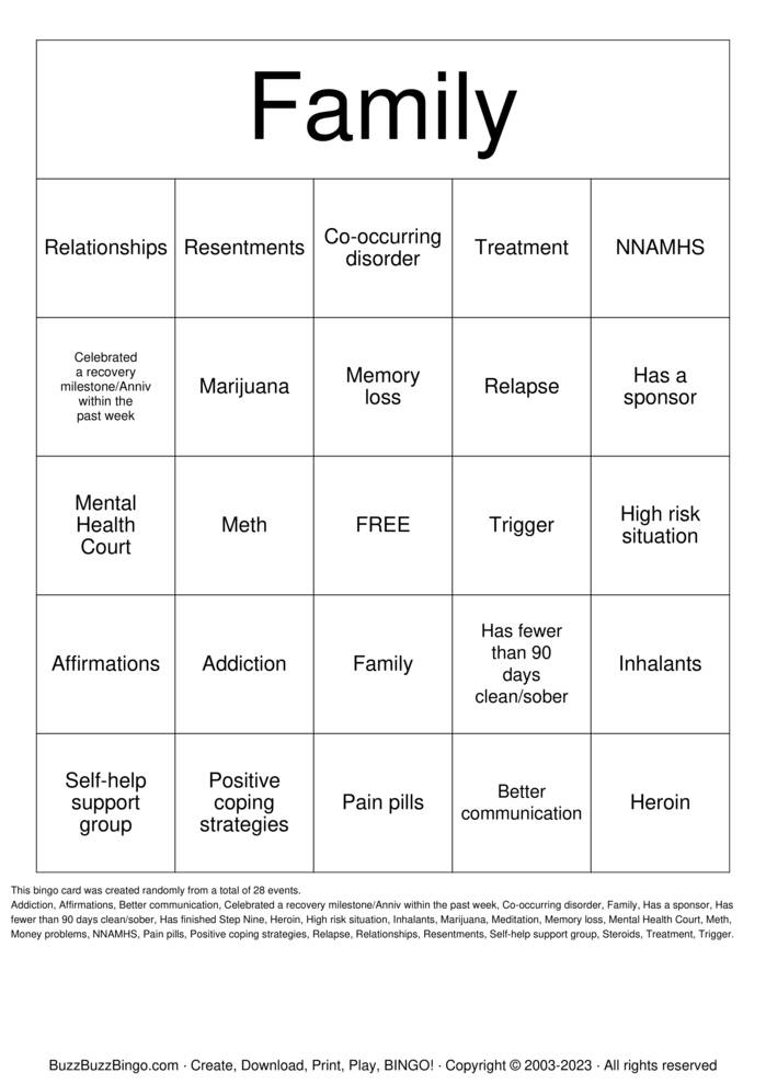 Family Bingo Cards to Download, Print and Customize!