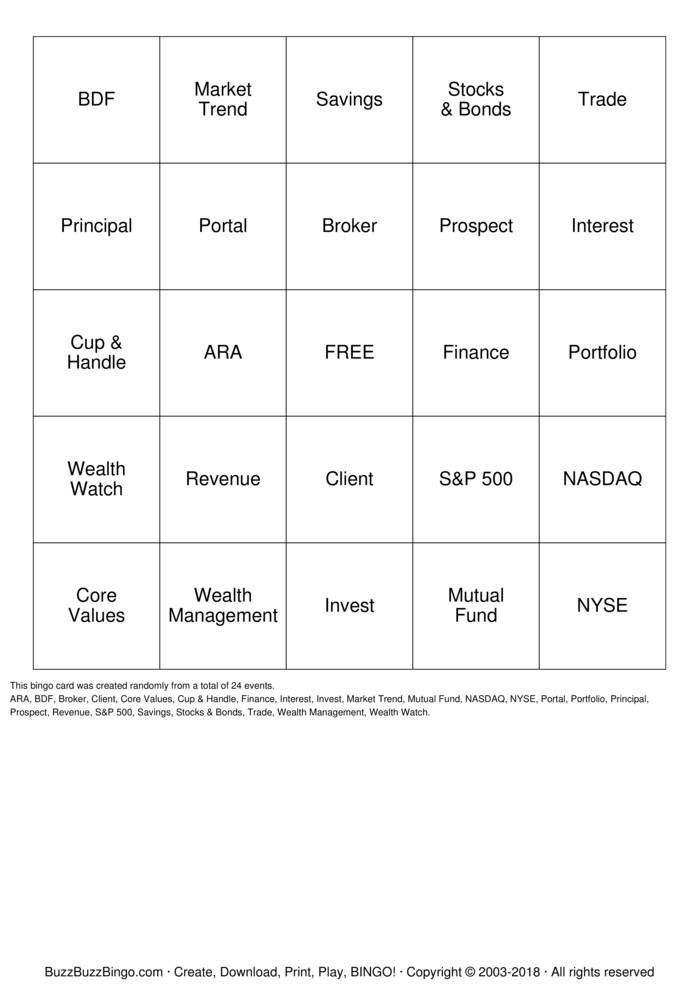 Financial Buzzword Bingo Bingo Cards to Download, Print and Customize!
