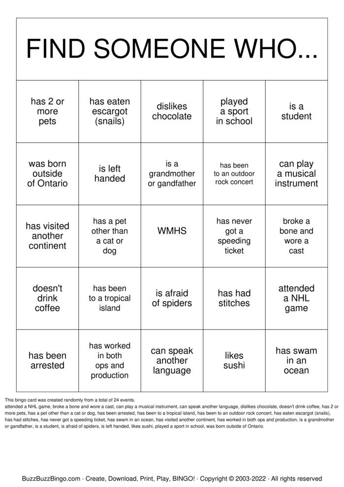 Find Someone Bingo Cards to Download, Print and Customize!