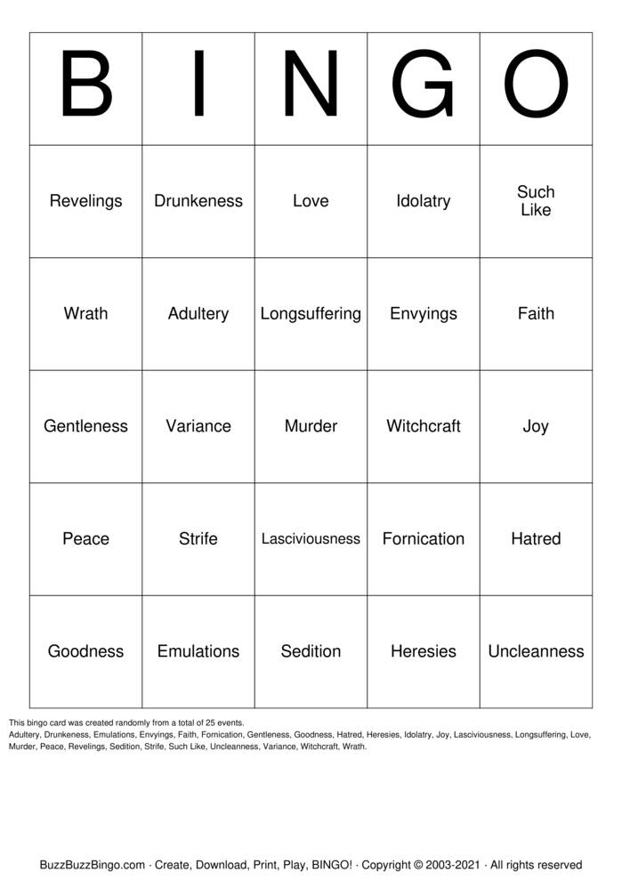 Fruit of the Spirit Bingo Cards to Download, Print and Customize!