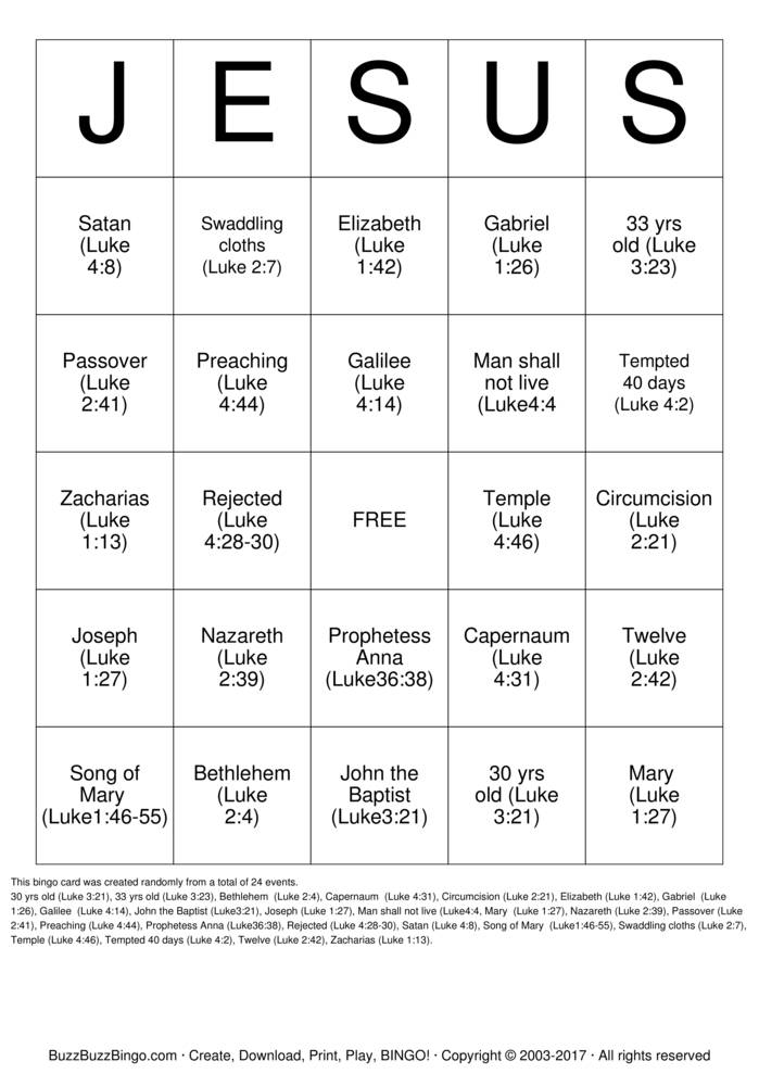 JESUS Bingo Cards to Download, Print and Customize!