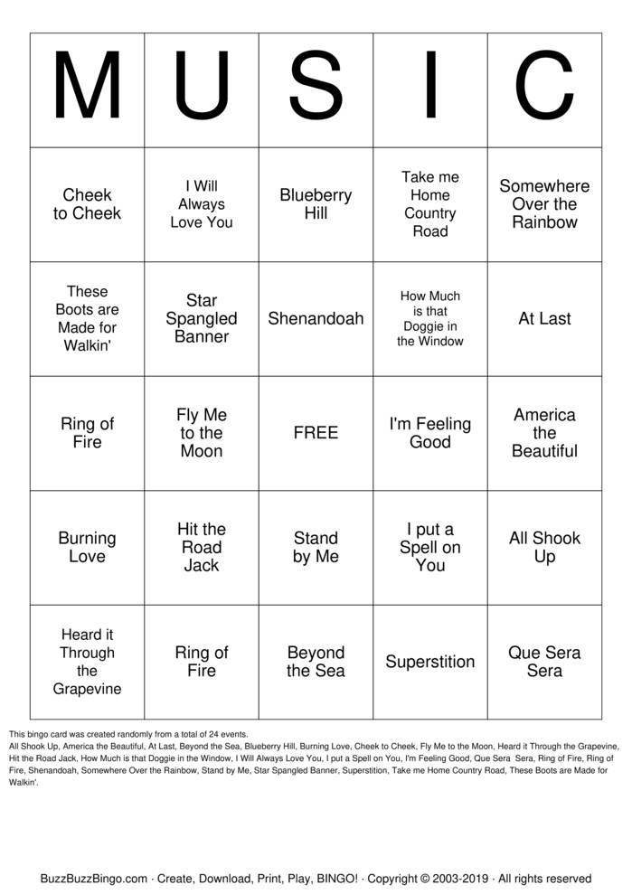 MUSIC Bingo Cards to Download, Print and Customize!