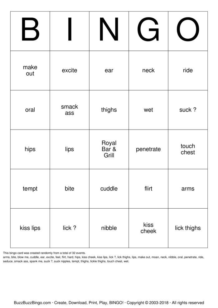 Sex Bingo Cards To Download Print And Customize
