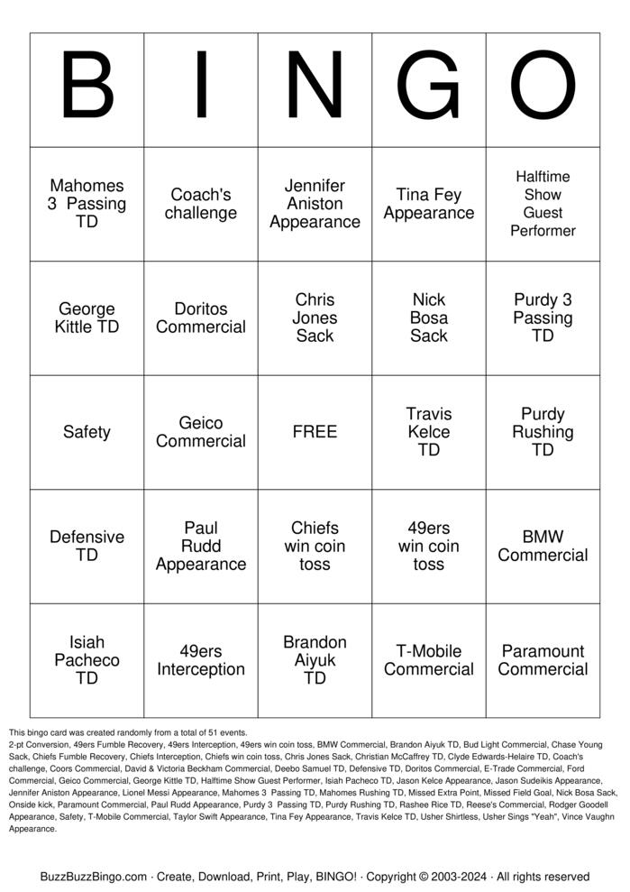 Super Bowl 58 Bingo Cards to Download, Print and Customize!