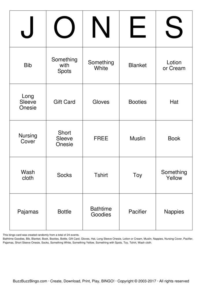 Baby Gift Bingo Cards to Download, Print and Customize!