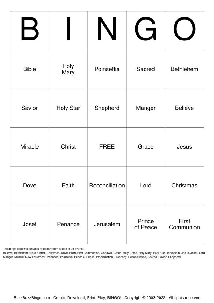 First Holy Communion Bingo Cards to Download, Print and Customize!