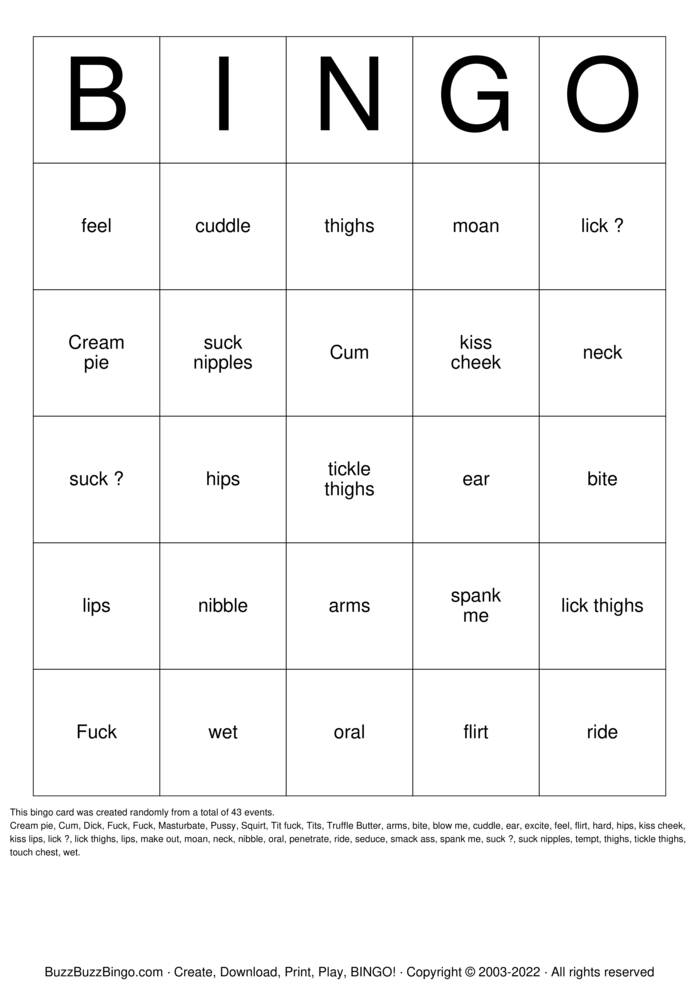 Horny Bingo Bingo Cards To Download Print And Customize 