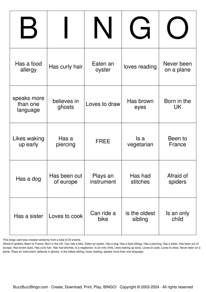 ICE BREAKER Bingo Cards to Download, Print and Customize!