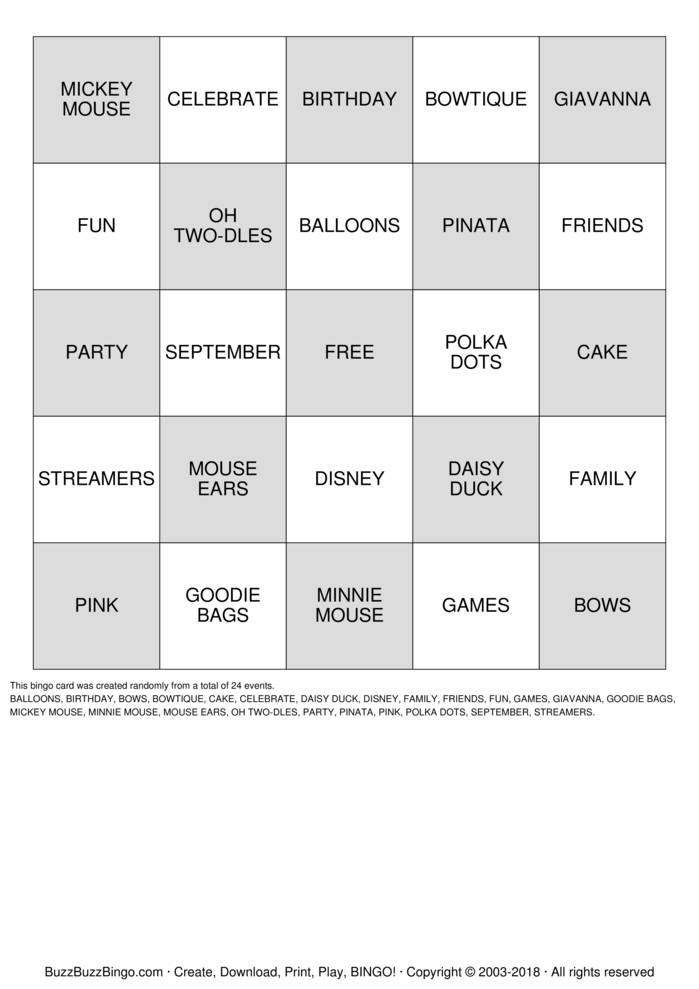 Minnie Mouse Bingo Cards to Download, Print and Customize!