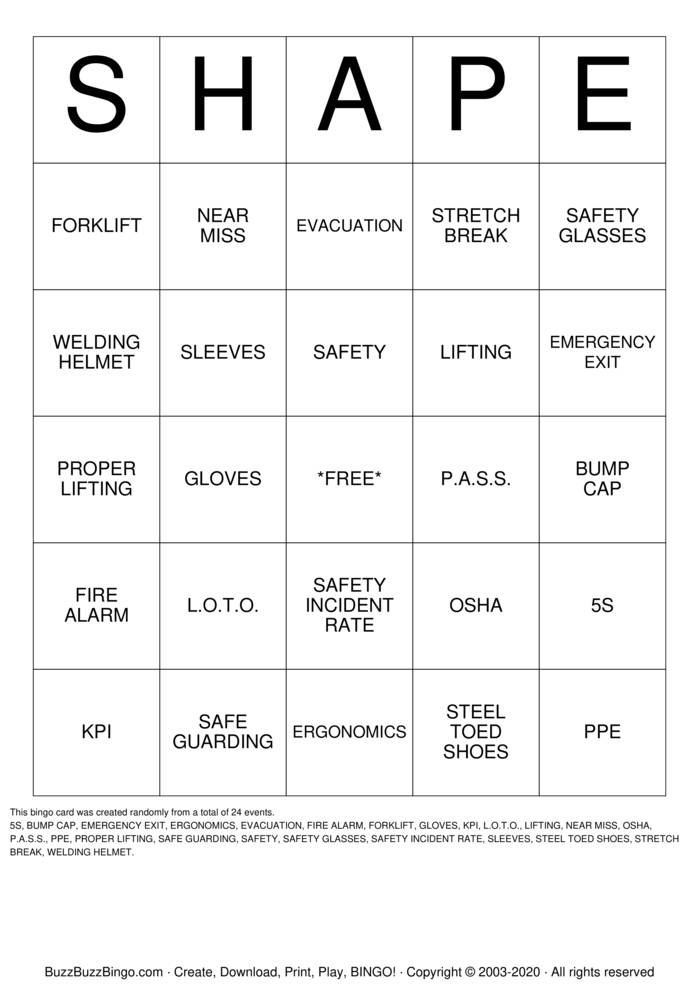 Safety Bingo Cards to Download, Print and Customize!