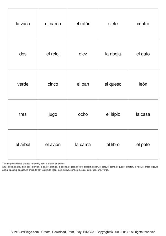 Spanish Bingo Cards to Download, Print and Customize!