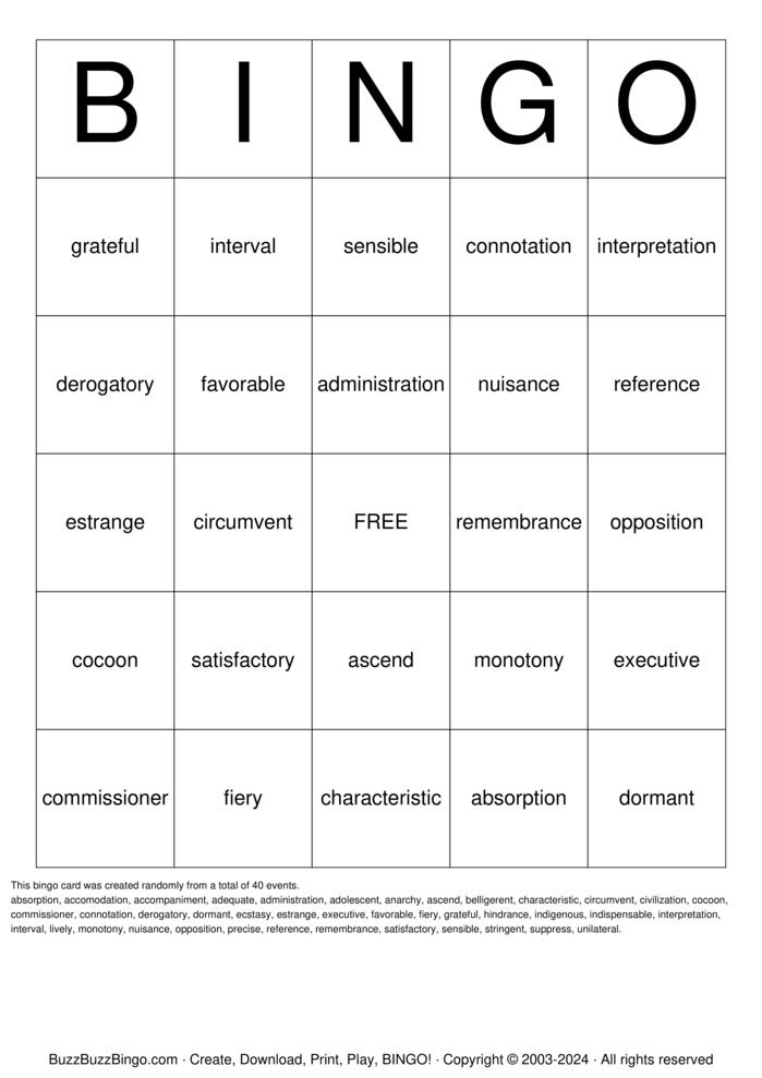 Vocabulary Bingo Cards to Download, Print and Customize!