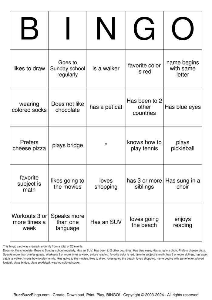 HUMAN BINGO Bingo Cards to Download, Print and Customize!