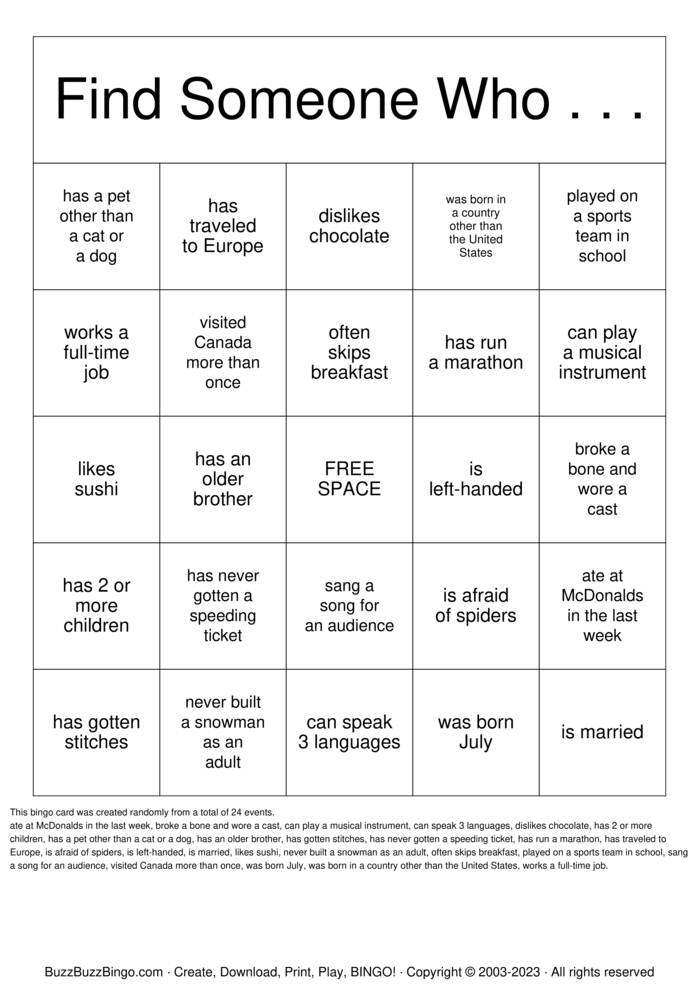 Ice Breaker Bingo Bingo Cards to Download, Print and Customize!