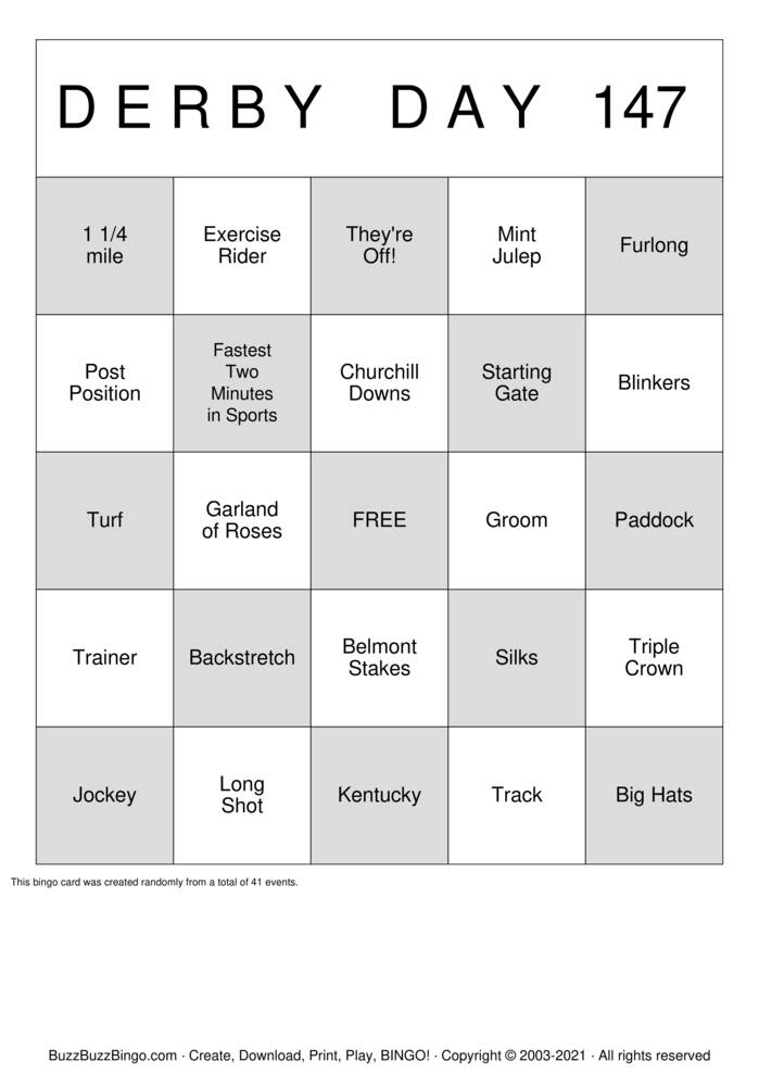 Kentucky Derby Bingo Cards to Download, Print and Customize!