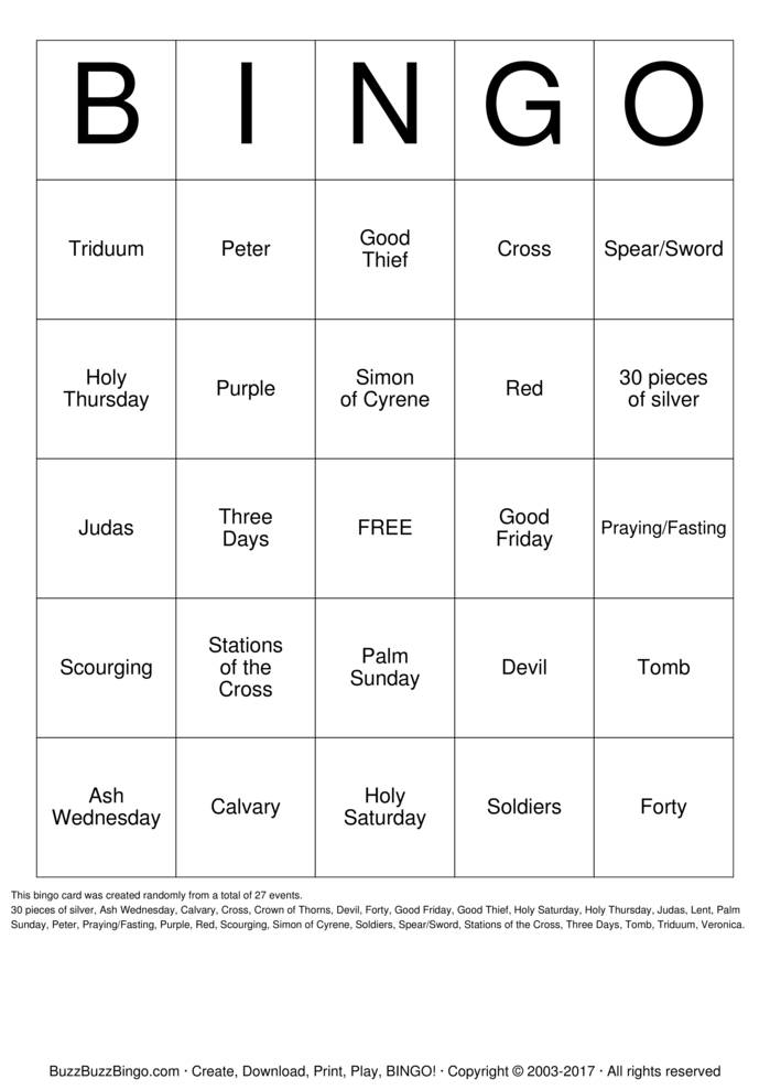 Lent Bingo Cards to Download, Print and Customize!