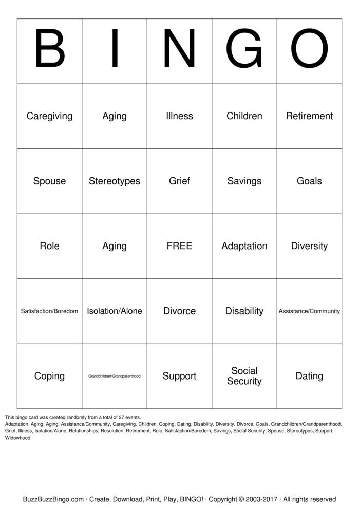 Lifeskills Bingo Bingo Cards to Download, Print and Customize!