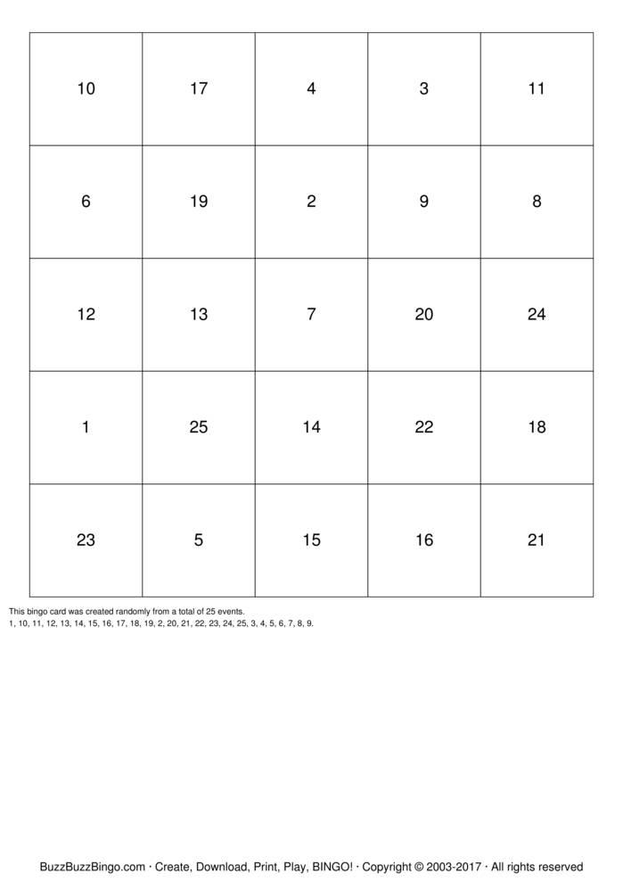 Numbers 1-22 Bingo Cards to Download, Print and Customize!