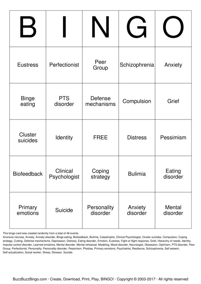 Resilience Bingo Cards to Download, Print and Customize!
