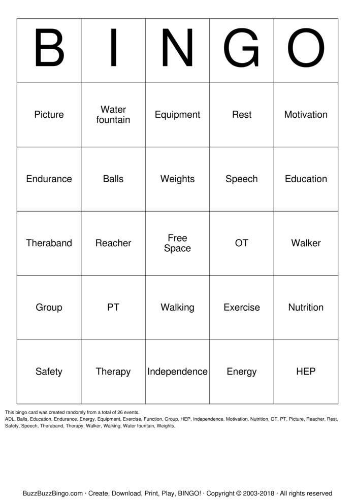 Walking Bingo Bingo Cards to Download, Print and Customize!