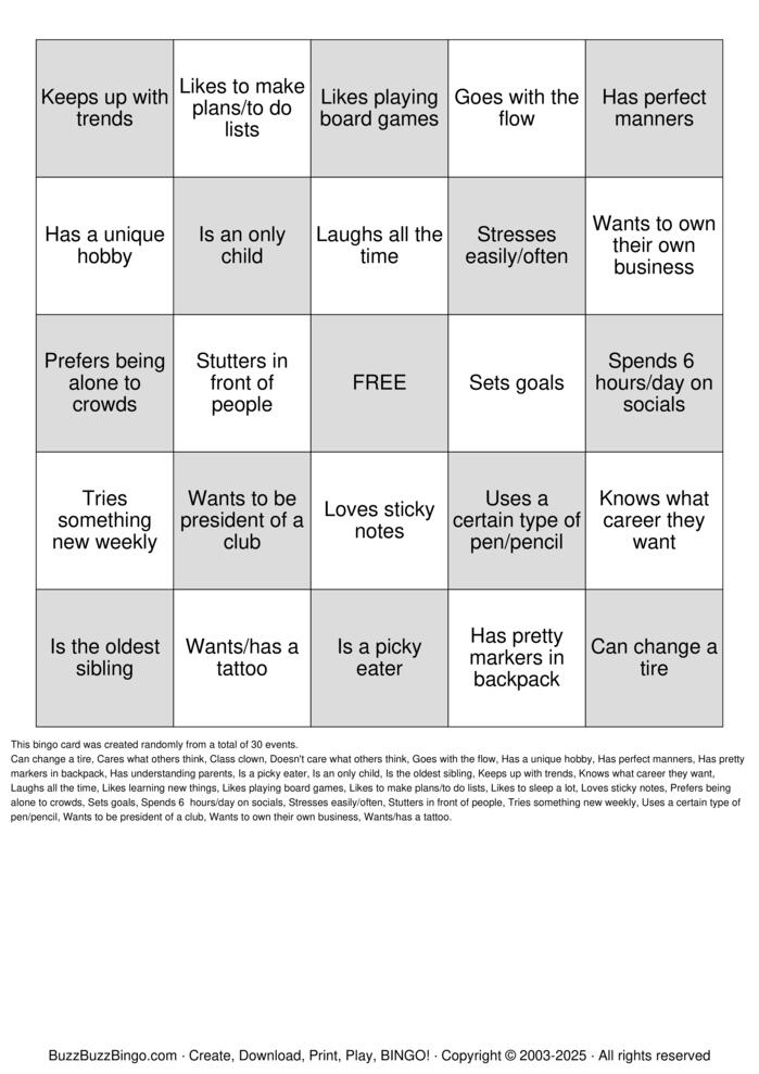 Yearbook (V3) Bingo Cards to Download, Print and Customize!