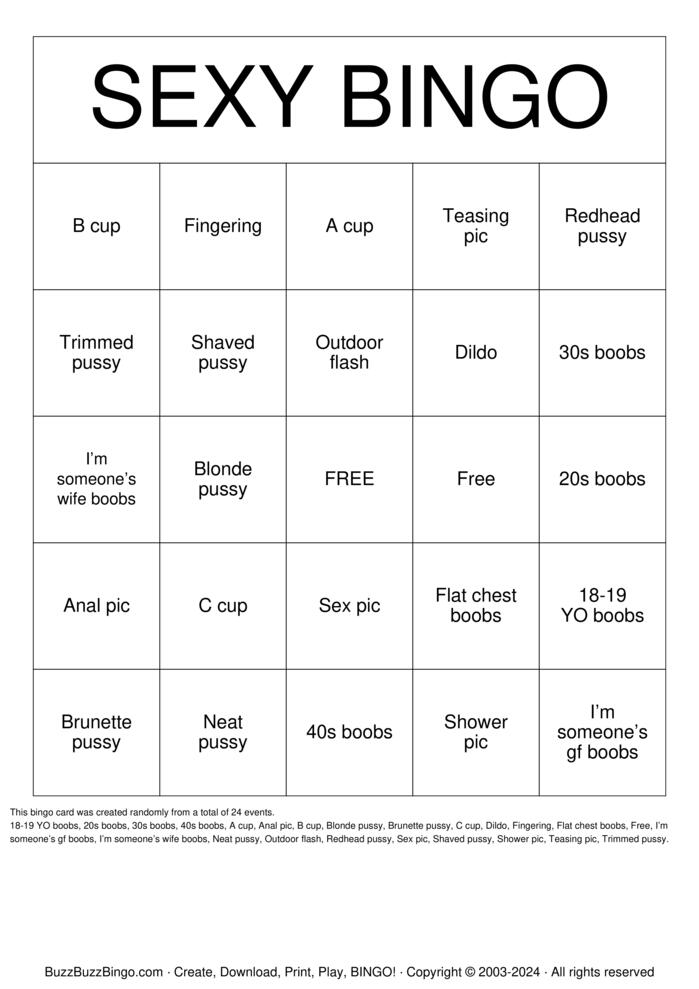 DIRTY BINGO Bingo Cards to Download, Print and Customize!