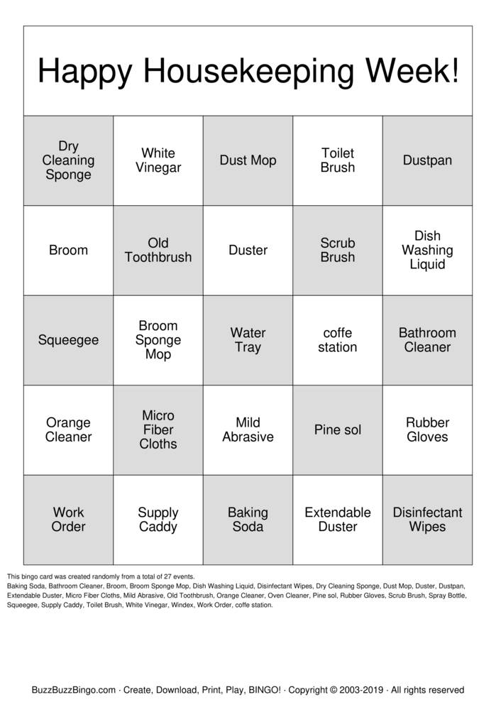 Environmental Services Week Bingo Cards to Download, Print and Customize!