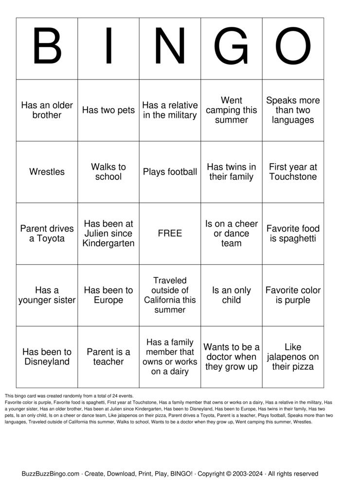 First Day of School Bingo Cards to Download, Print and Customize!