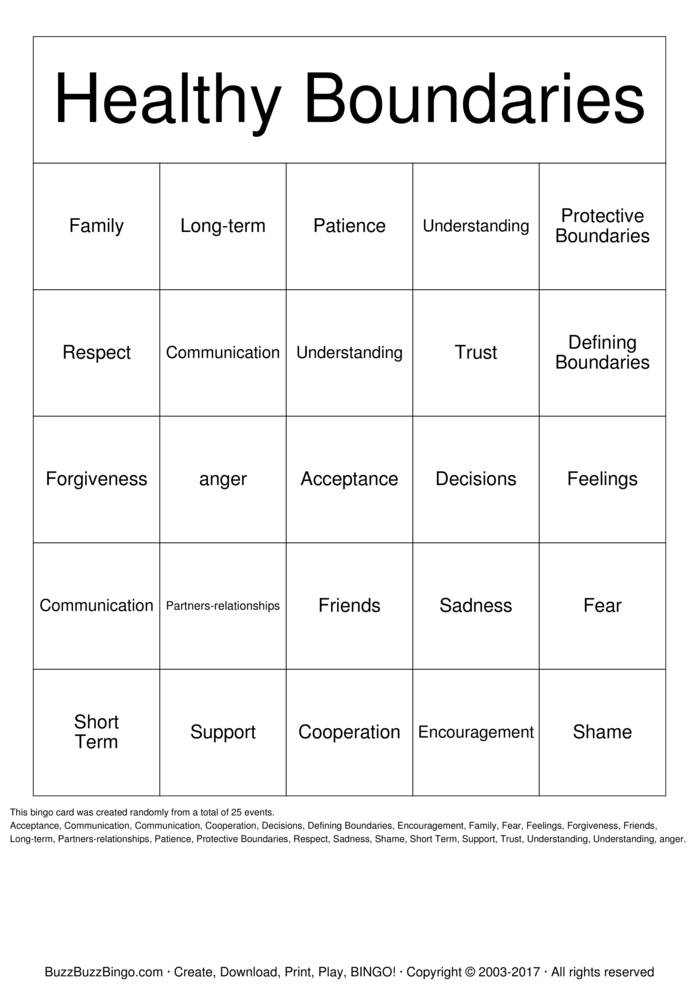 Healthy Relationships Bingo Cards to Download, Print and Customize!