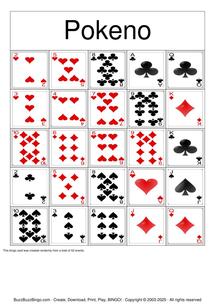 Pokeno Bingo Cards to Download, Print and Customize!