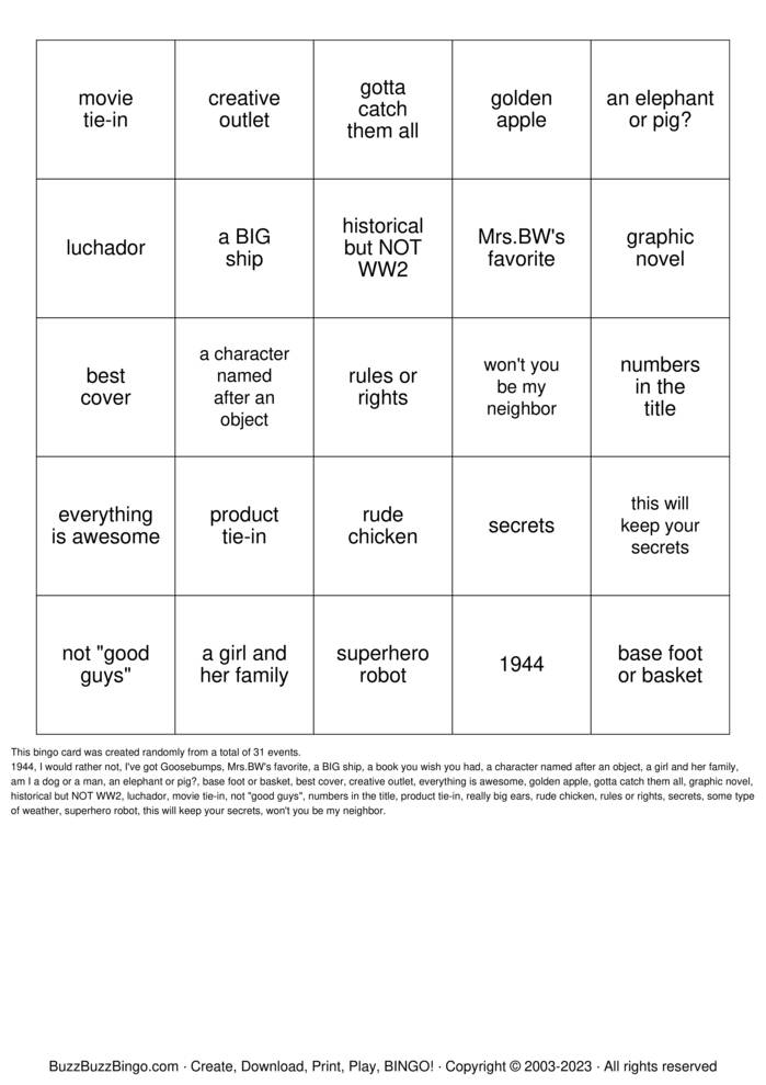 Book Fair Scavenger Hunt BW Bingo Cards to Download, Print and Customize!
