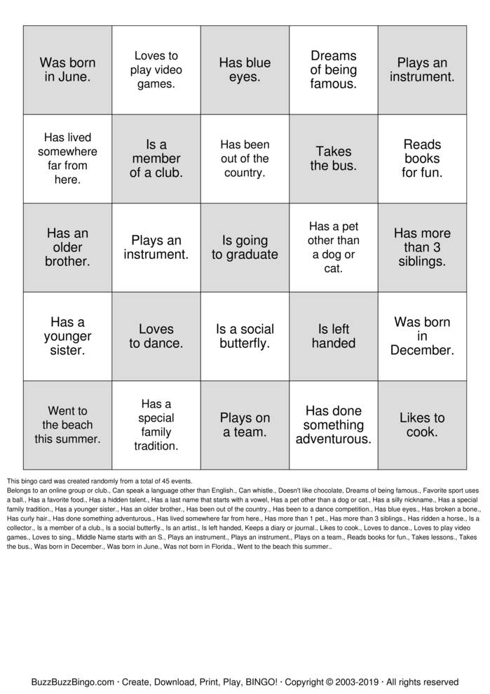 Classmate Bingo Bingo Cards To Download Print And Customize Classmate Bingo Bingo Cards To Download Print And Customize