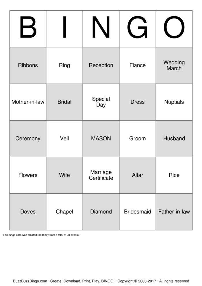 DAIMOND Bingo Cards to Download, Print and Customize!