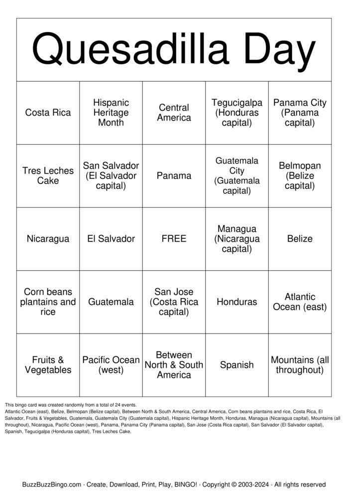 Hispanic Heritage Bingo Cards to Download, Print and Customize!