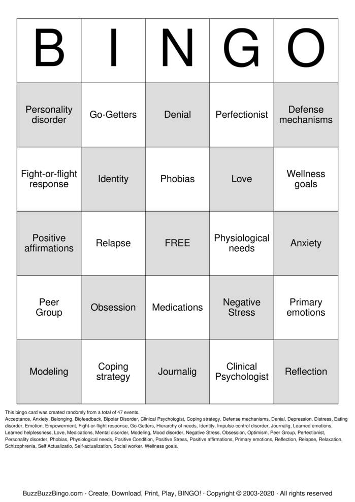 Mental Health Bingo Cards to Download, Print and Customize!