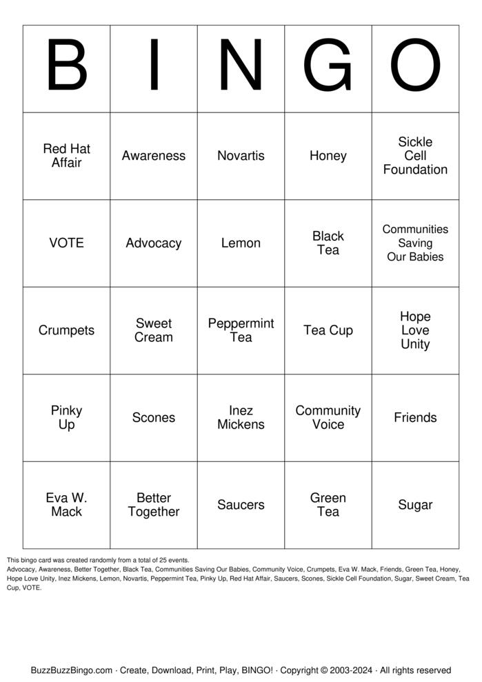 Red Hat Affair Bingo Cards to Download, Print and Customize!