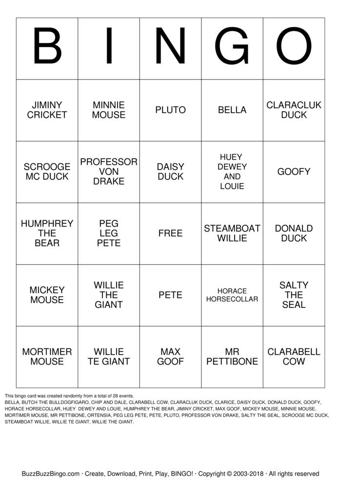 cartoon Bingo Cards to Download, Print and Customize!