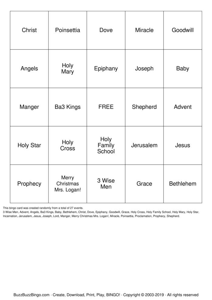 epiphany Bingo Cards to Download, Print and Customize!