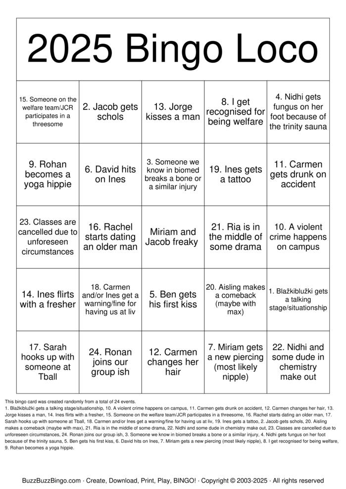 2025! Bingo Cards to Download, Print and Customize!