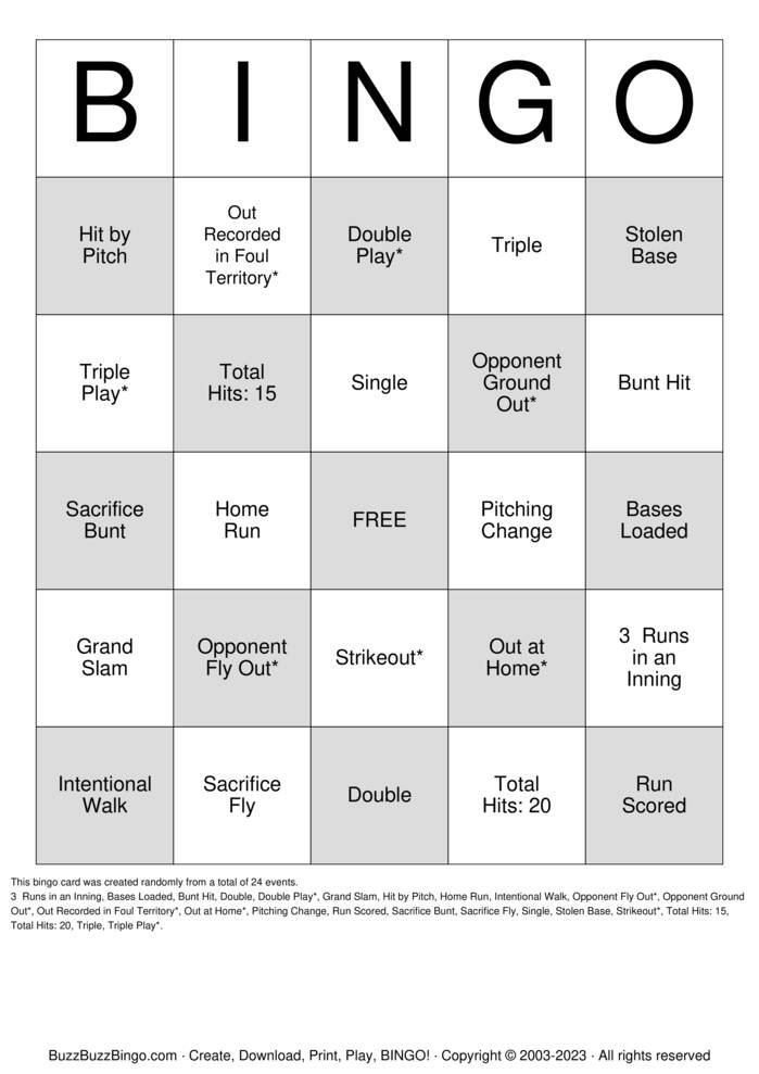 Baseball Bingo Cards to Download, Print and Customize!