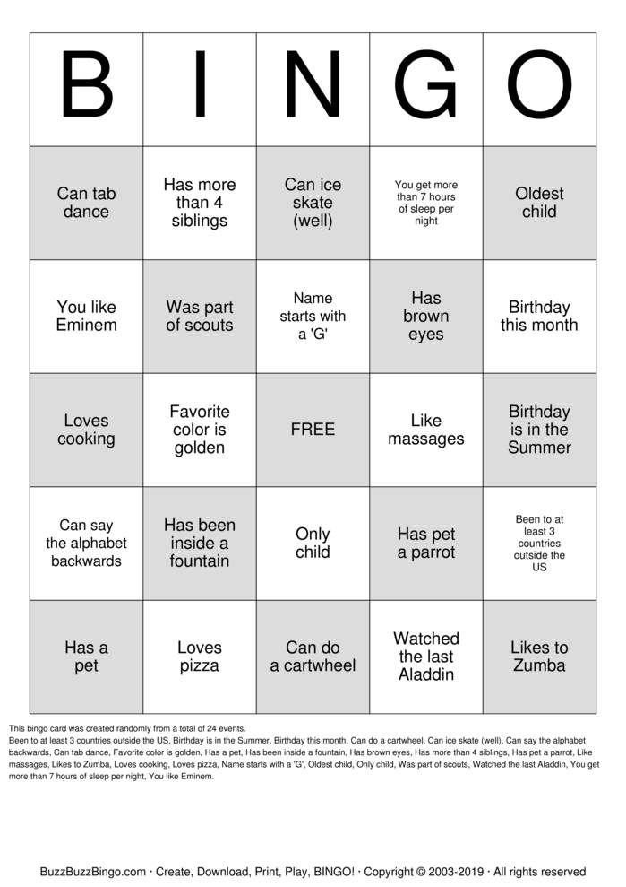 Human Scavenger Hunt Bingo Cards to Download, Print and Customize!