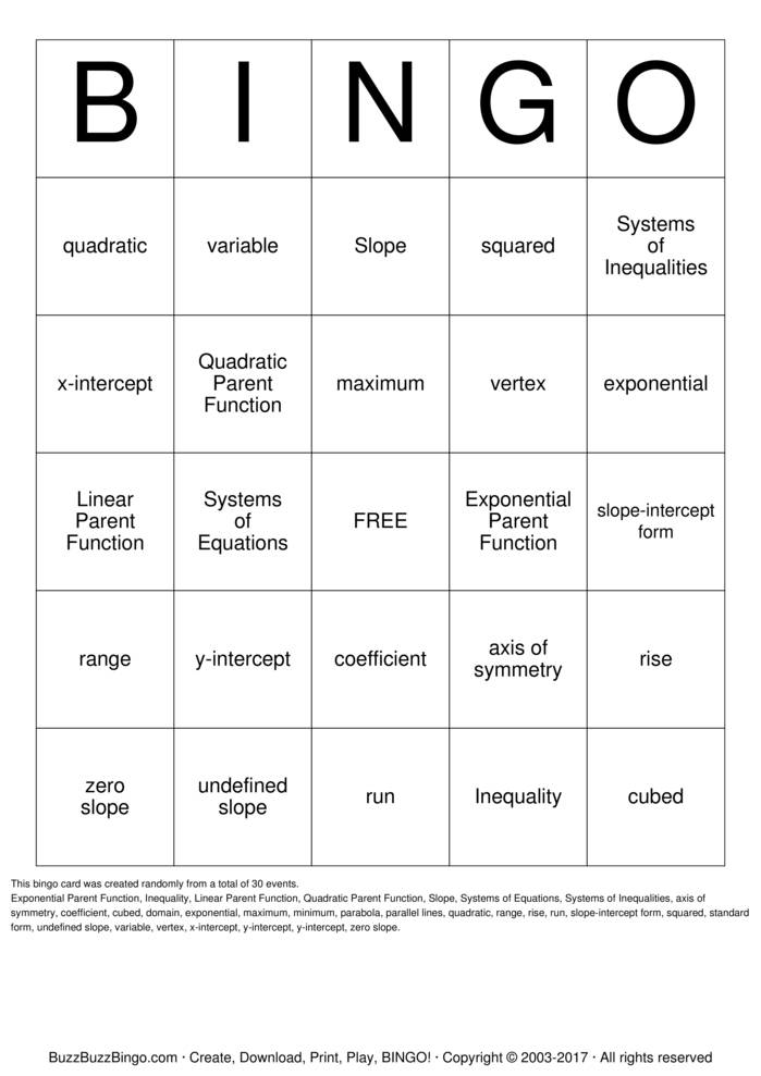 Math Vocabulary Bingo Cards to Download, Print and Customize!