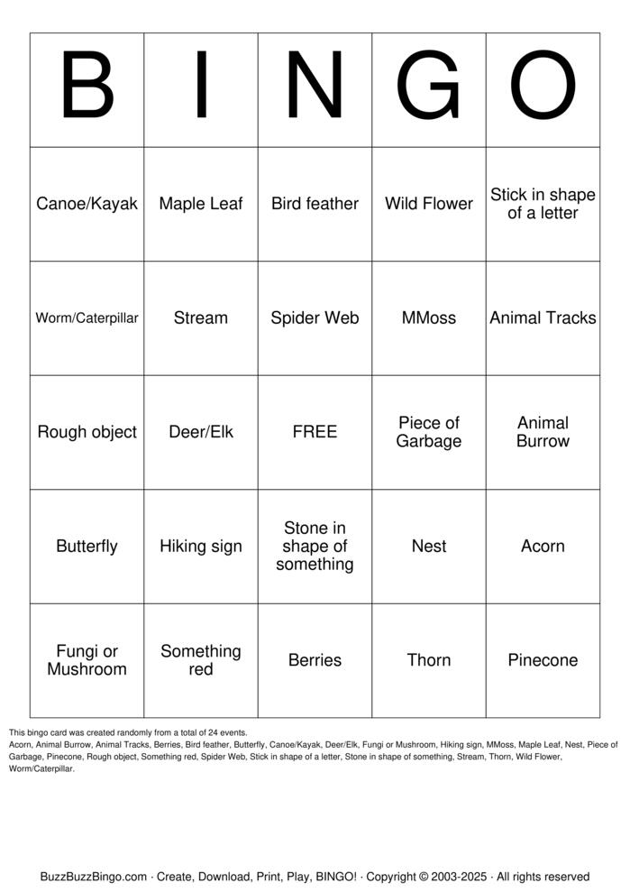 Nature Scavenger Hunt Bingo Cards to Download, Print and Customize!