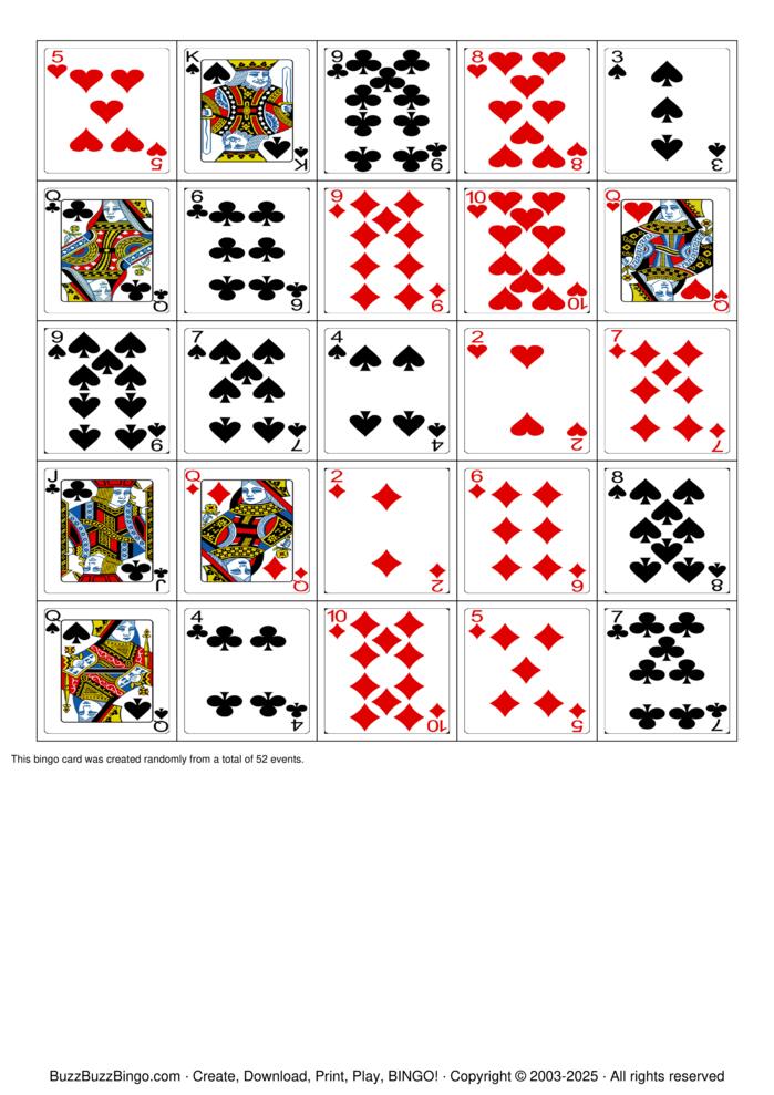 Pokeno with Face Cards Bingo Cards to Download, Print and Customize!