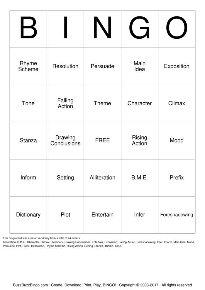 Reading Vocabulary Bingo Cards to Download, Print and Customize!