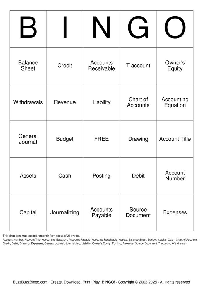 Accounting Bingo Cards to Download, Print and Customize!